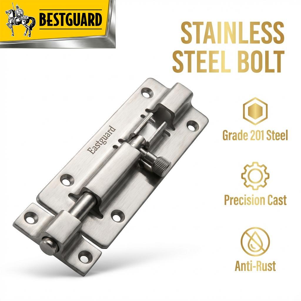 BESTGUARD 201 SS Sliding Door Bolt Latch 2-6in Heavy Duty Rustproof ...