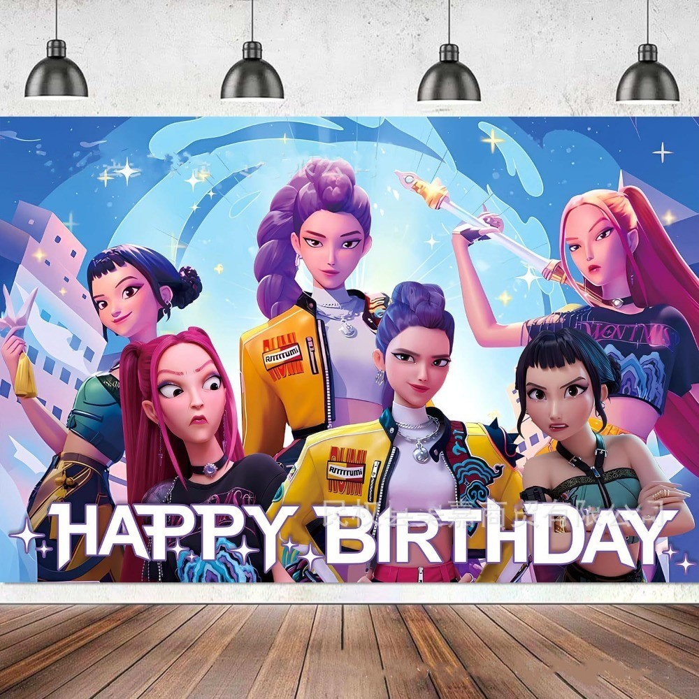 Kpop Demon Hunters Backdrop Girls Kids Birthday Saja Boys Party ...