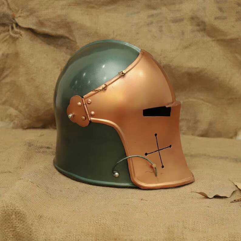 Medieval Crusader Helmet Copper & Green Knight Armor Handmade Cosplay ...