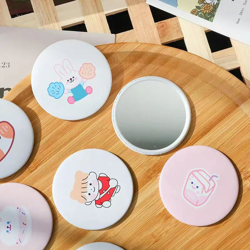 KM Mini Mirror Cute Little Cartoon Portable Circular Small Mini Mirror ...