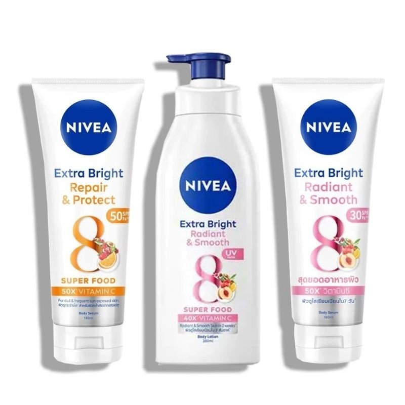NIVEA EXTRA WHITE RADIANT & SMOOTH SERUM & CREAM/ SMOOTH&FIRM LOTION ...