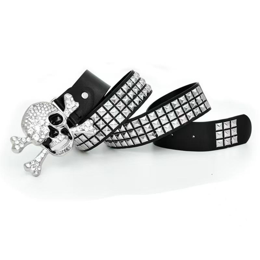 Vintage Goth Skeleton Belt For Women/Men Punchy Rivet Studded Wide ...