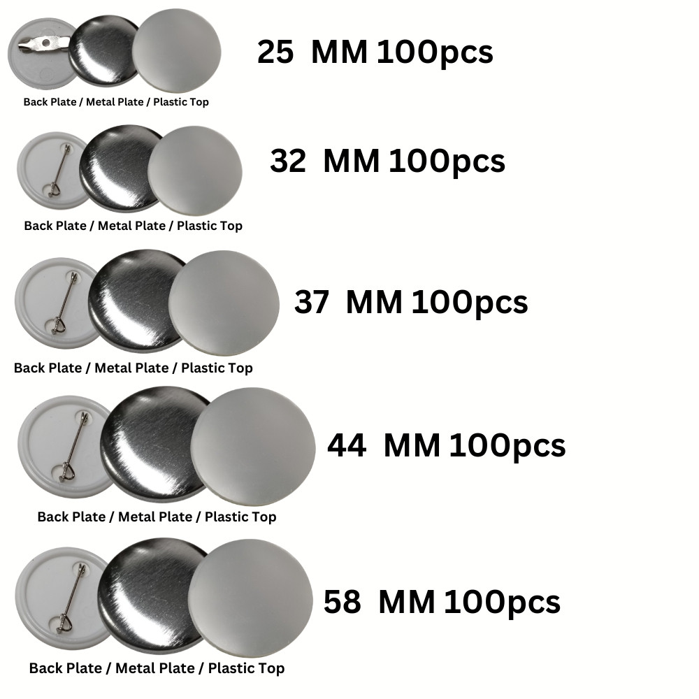 Button Pin Badge Consumables 100pcs Size 25mm to 58mm for Badge Maker ...