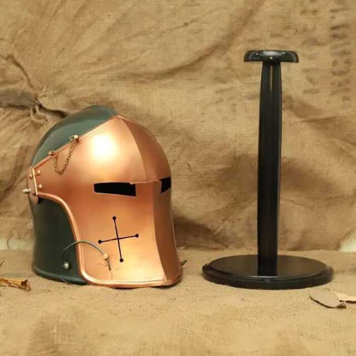Medieval Crusader Helmet Copper & Green Knight Armor Handmade Cosplay ...