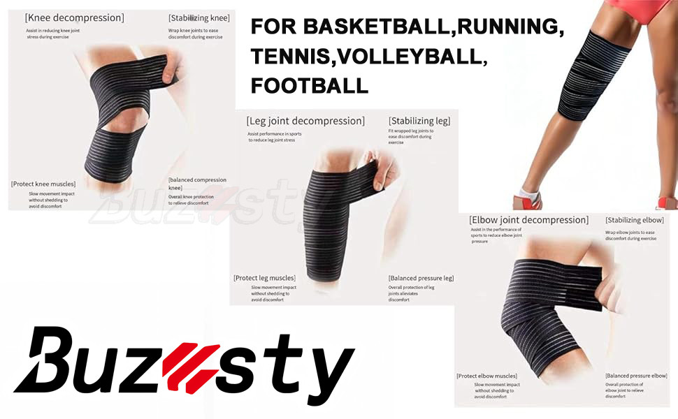 Buzesty Compression Bandage Wraps for Knee Ankle Wrist Elbow Leg ...