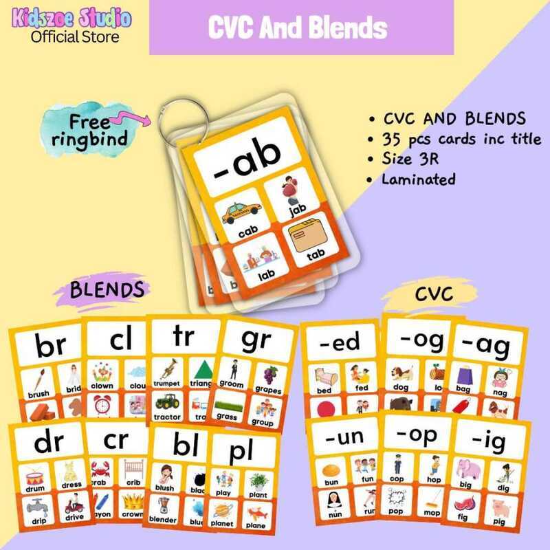 Phonics Consonant Short Vowels Educational Laminated Flashcards Level 1 ...