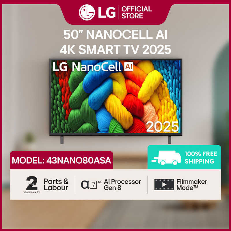 LG 43 Inch Nanocell AI Nano80 4K Smart TV 2025 Series With Magic Remote ...