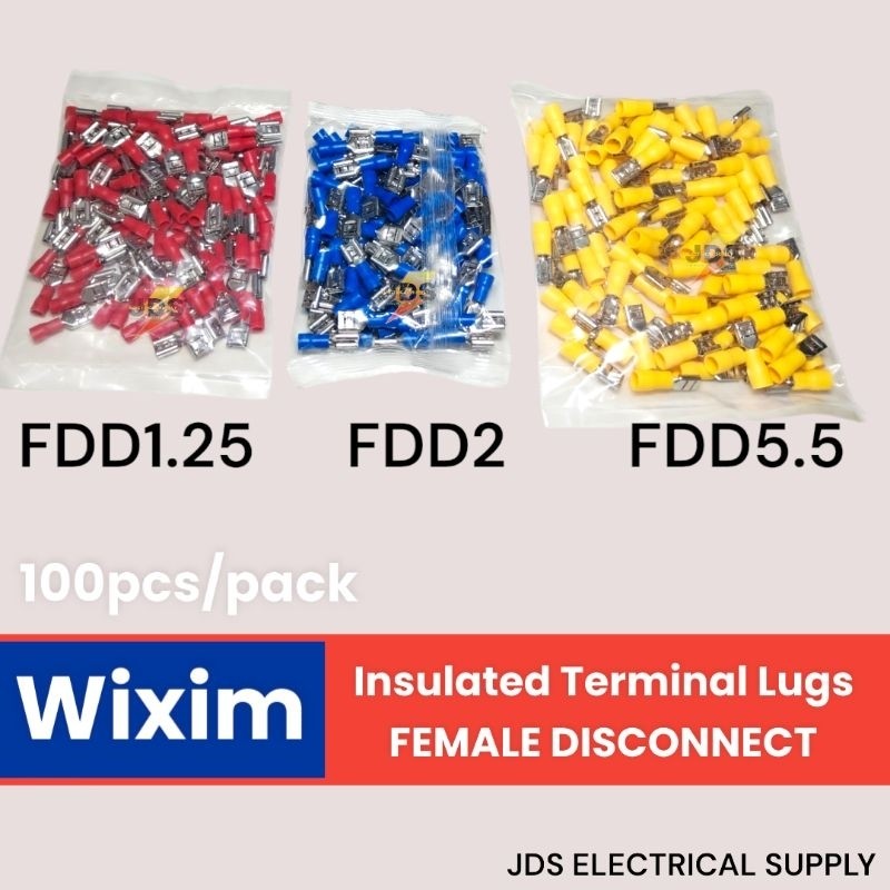 Wixim Insulated Terminal Lugs FEMALE DISCONNECT FDD1.25, FDD2, FDD5.5 ...