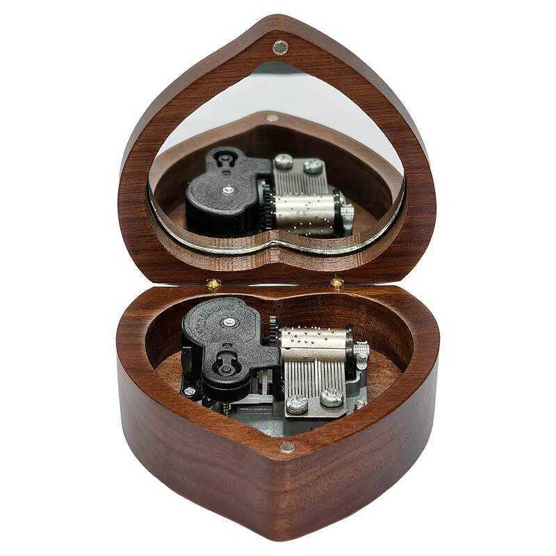 Wholesale Wooden Heart Shaped Black Walnut Music Box Custom Carving ...