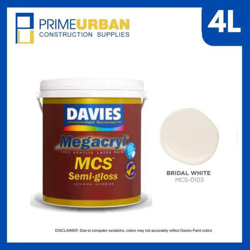 DAVIES MEGACRYL MCS Semi Gloss Latex Paint Bridal White Ea | Shopee ...