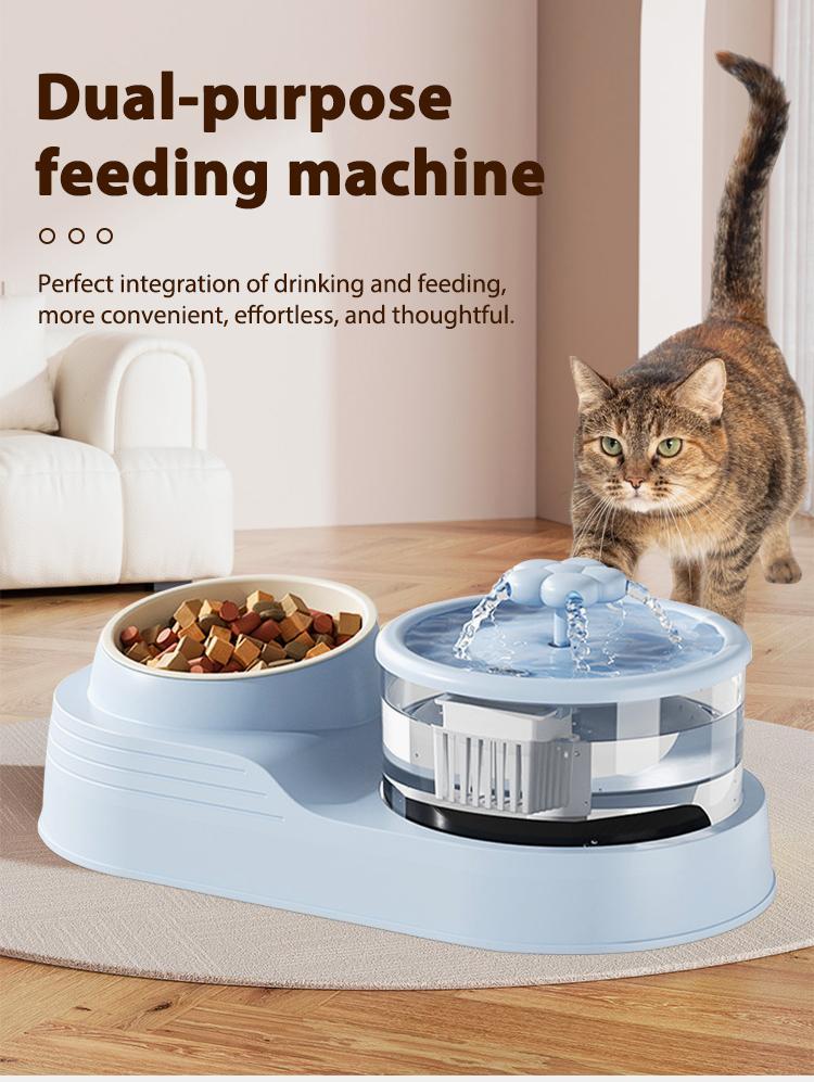2 in 1 Automatic Pet Water Fountain Food Feeder Dog Cat Water Dispenser ...