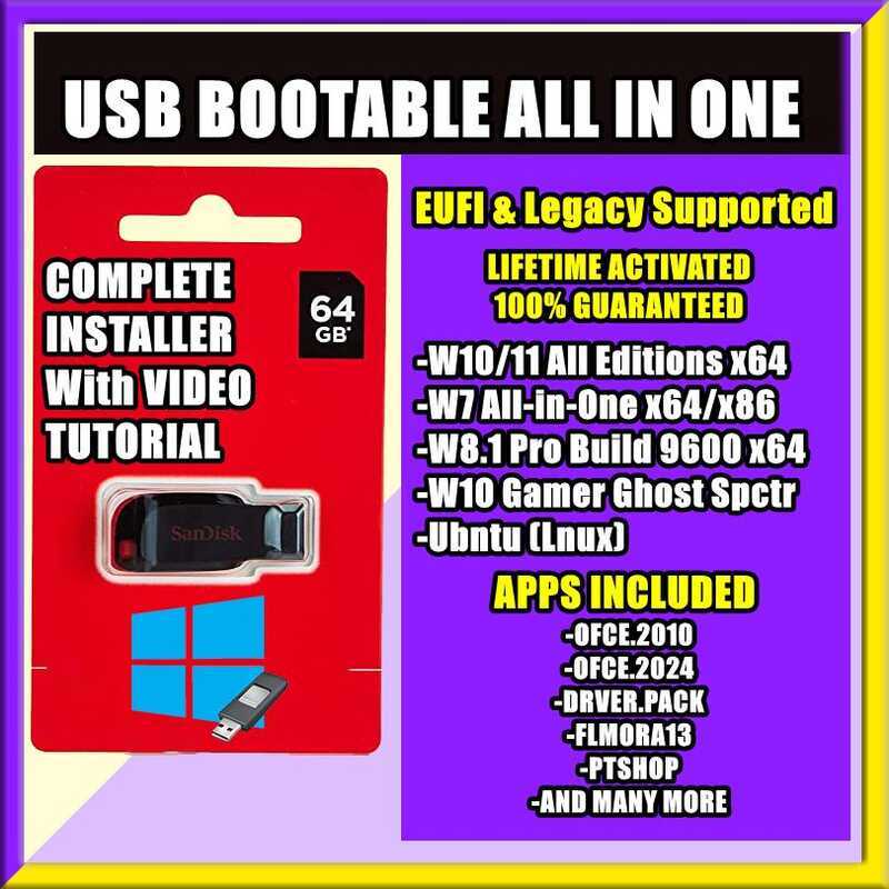 USB ALL In ONE Bootable Flash Drive 64Gb 593 | Shopee Philippines