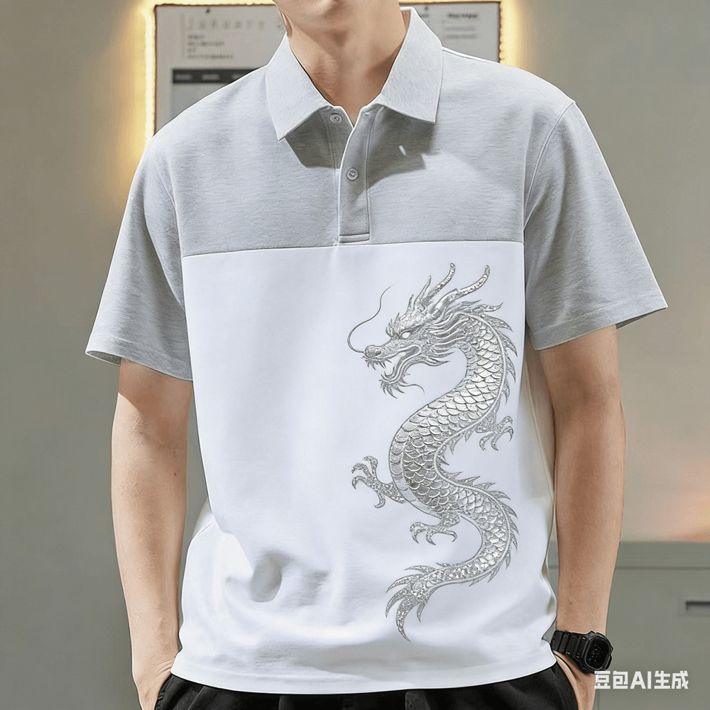Men's Chinese Dragon Polo Shirt for Men Clothing Red Style Tops Casual ...