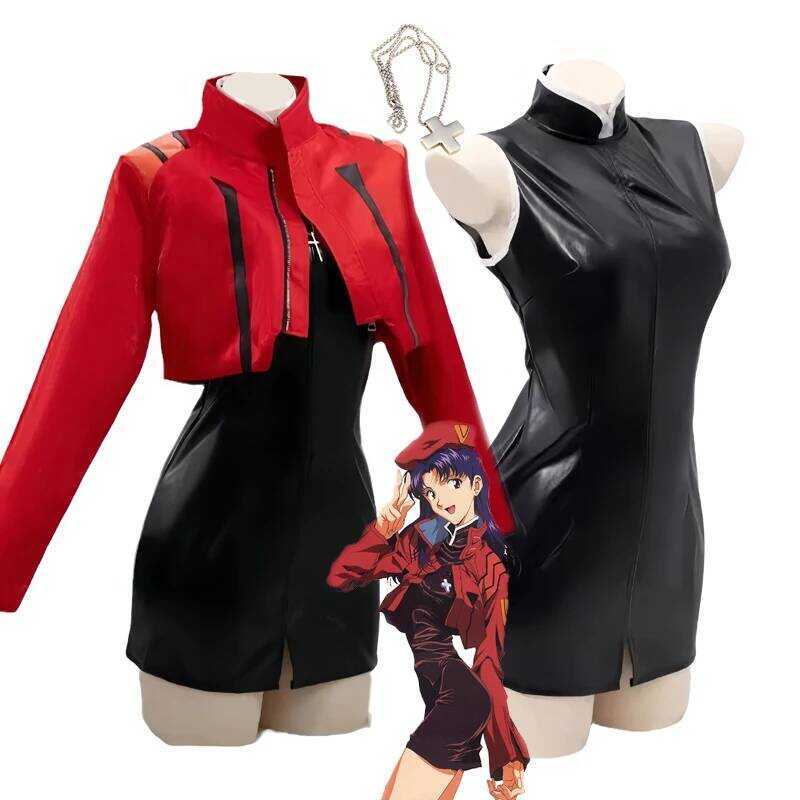 AA Anime EVA Katsuragi Misato Cosplay Red Jacket Dress Uniform ...