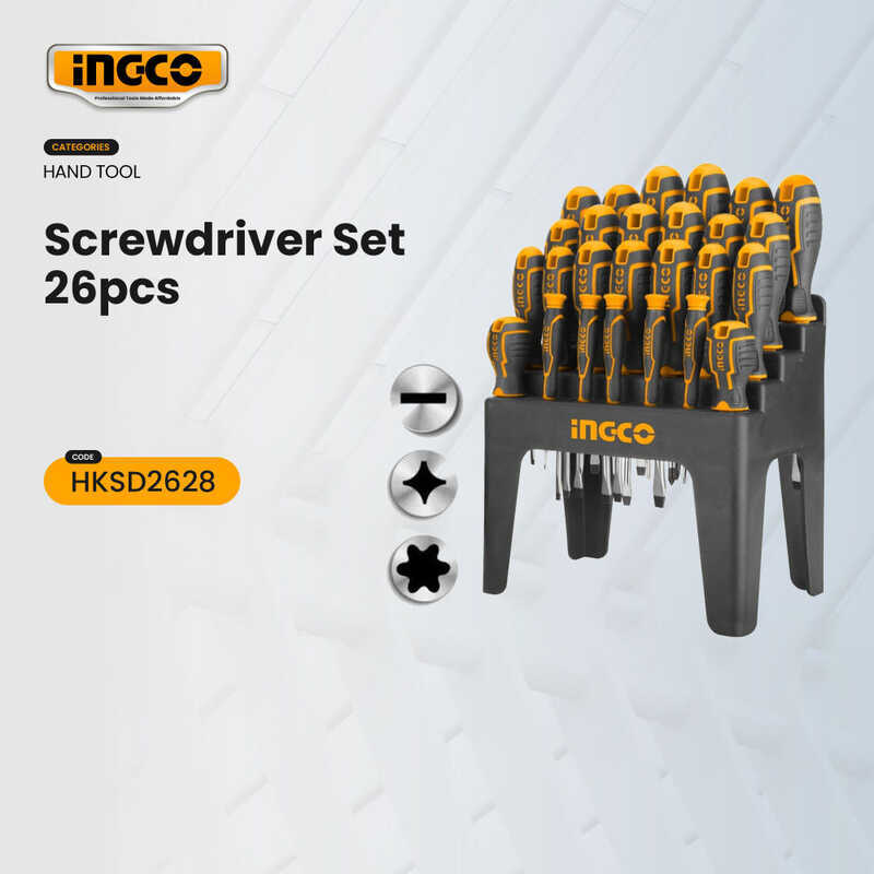 Ingco Hksd2628 Industrial 26Pcs Screwdriver Set Cr-V Round Blade IHT ...