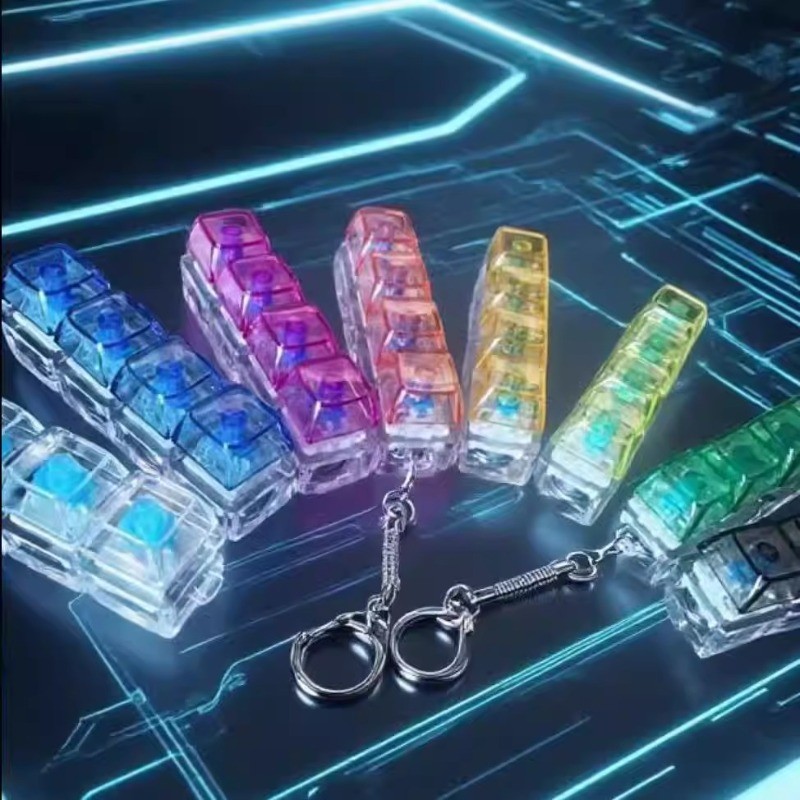 LED Light Keyboard Fidget Toy Stress Relief Keyboard Keychain DIY ...