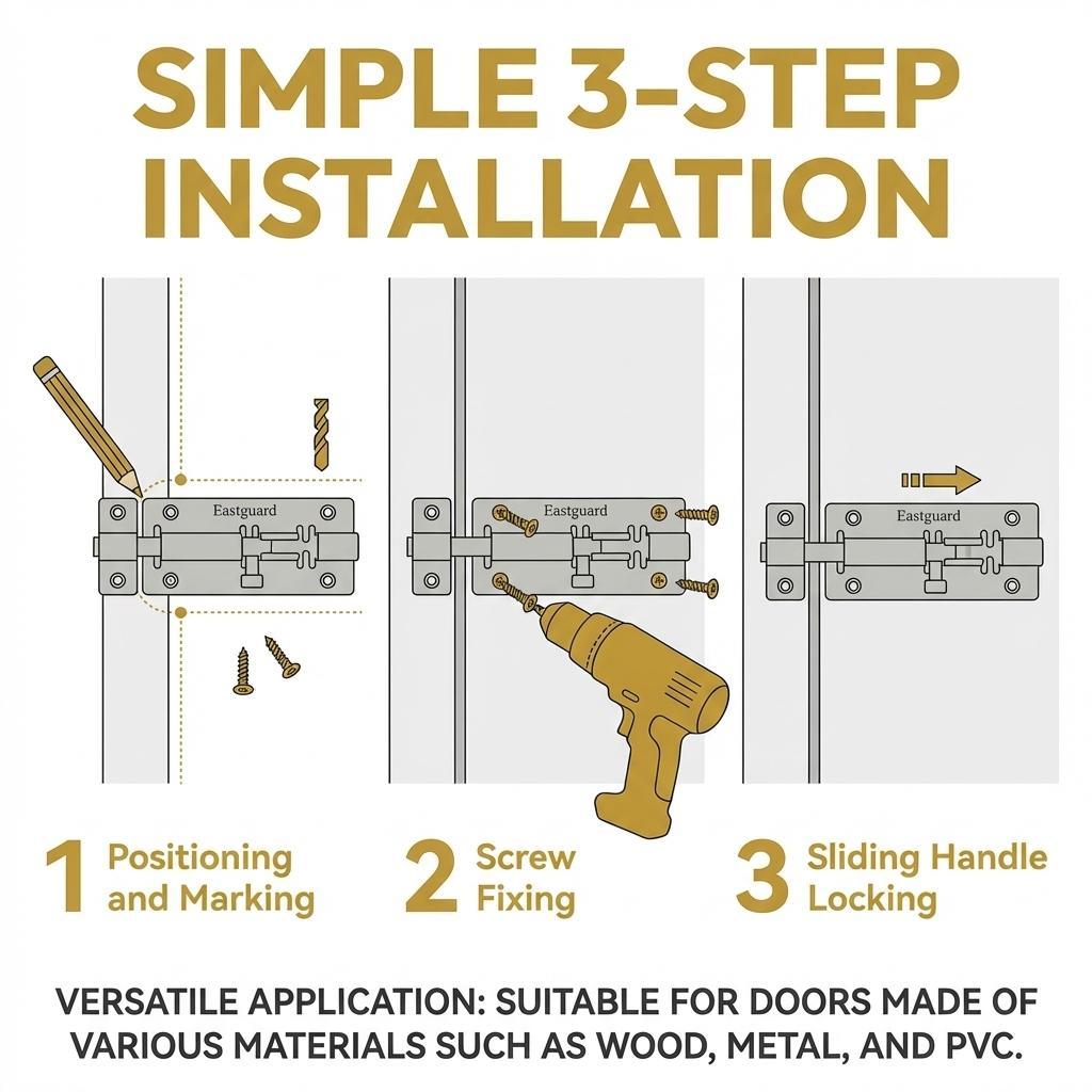 BESTGUARD 201 SS Sliding Door Bolt Latch 2-6in Heavy Duty Rustproof ...