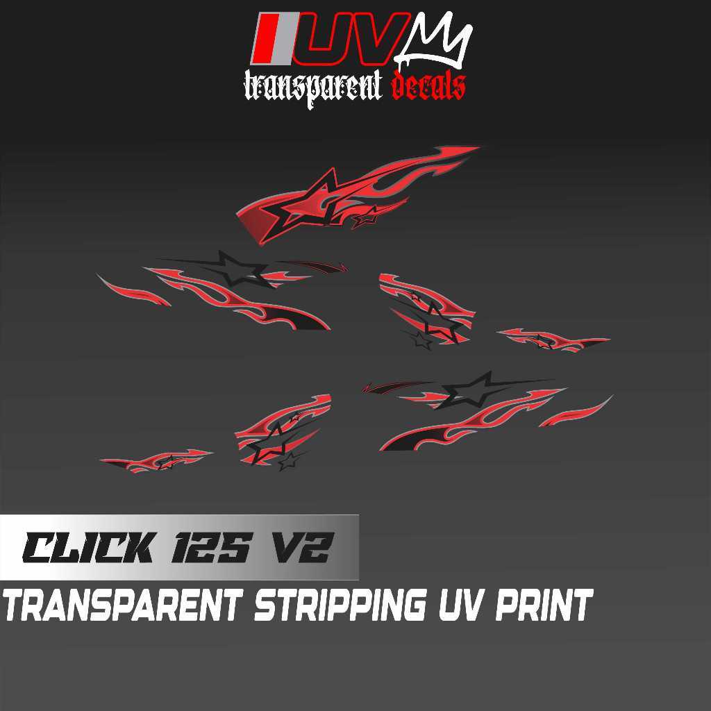TRANSPARENT UV CLICK 125 V2 RISING STAR DESIGN DECALS | Shopee Philippines