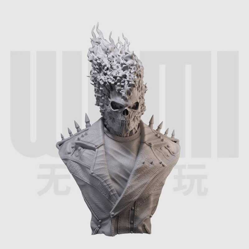 1/10 Ghost Rider Soul Chariot Marvel Bust 16 Scale GK Resin White Mold ...