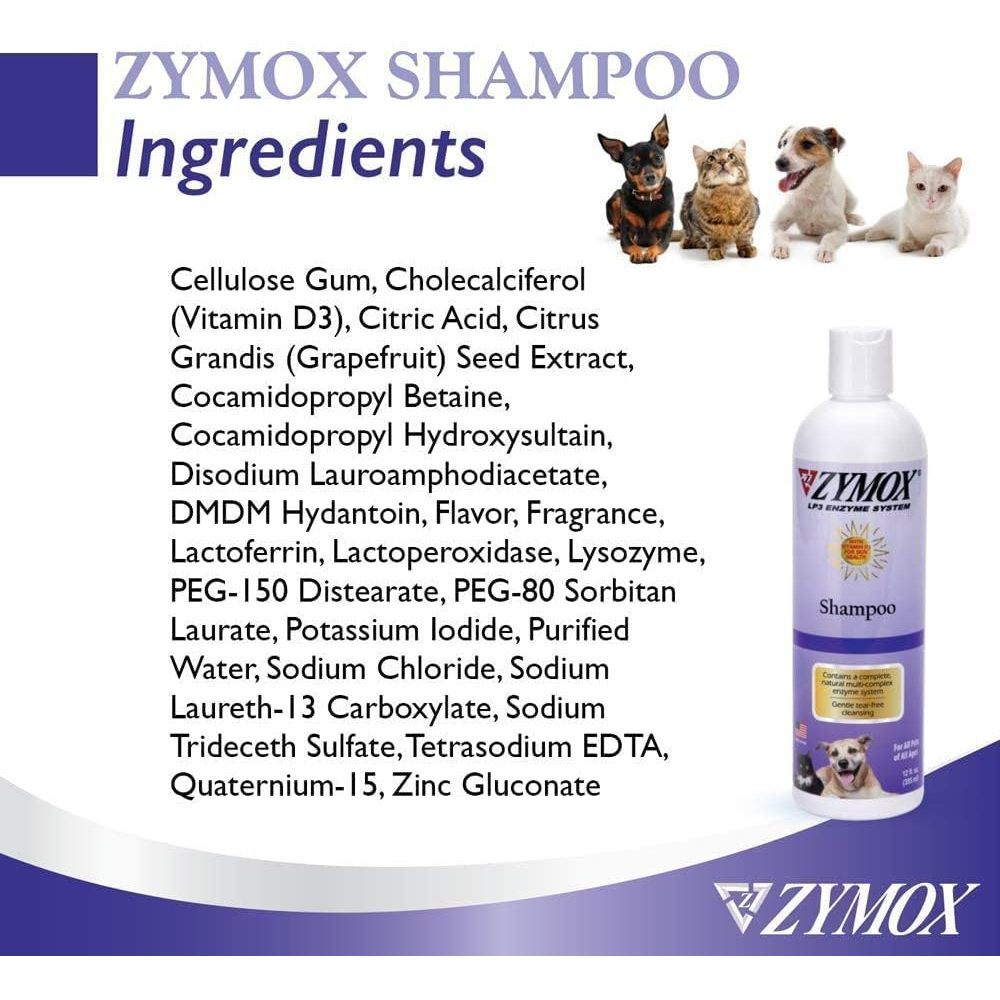 ZYMOX Shampoo for Dogs and Cats, 12oz relief from allergies, hot spots ...