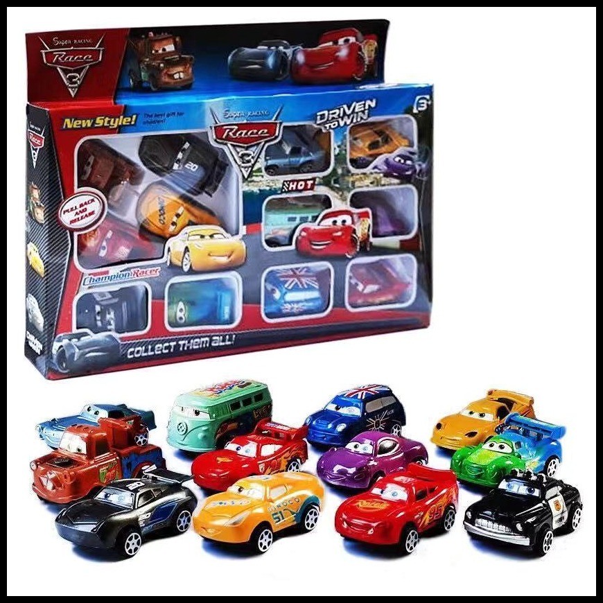Mini Plastic Pixar Car Set 12 Pull Back Toys | Shopee Philippines