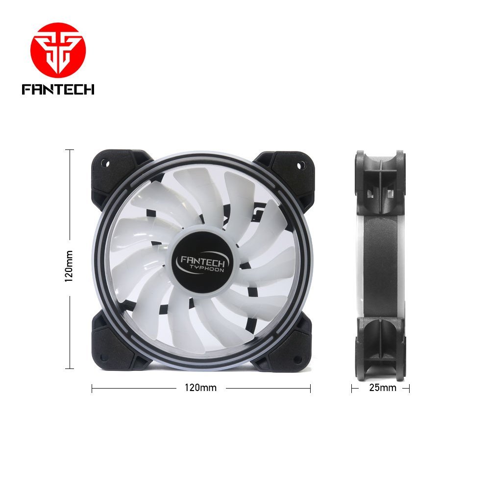 Fantech FB302 Typhoon Dual Side RGB Light Loops with Remote Cooling Fan ...
