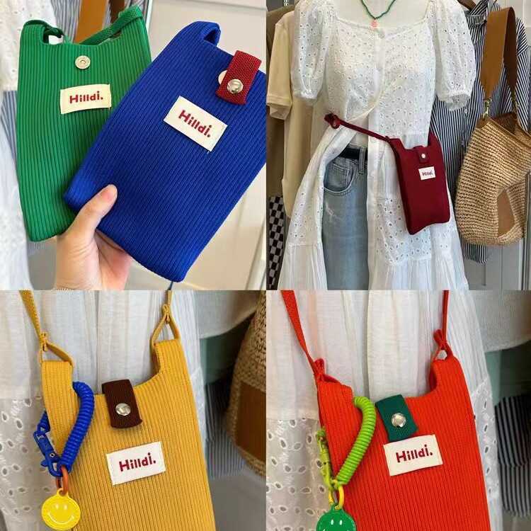 Niche Color New Solid Design Phone Bag Fashion Handbag Knitted Mini ...