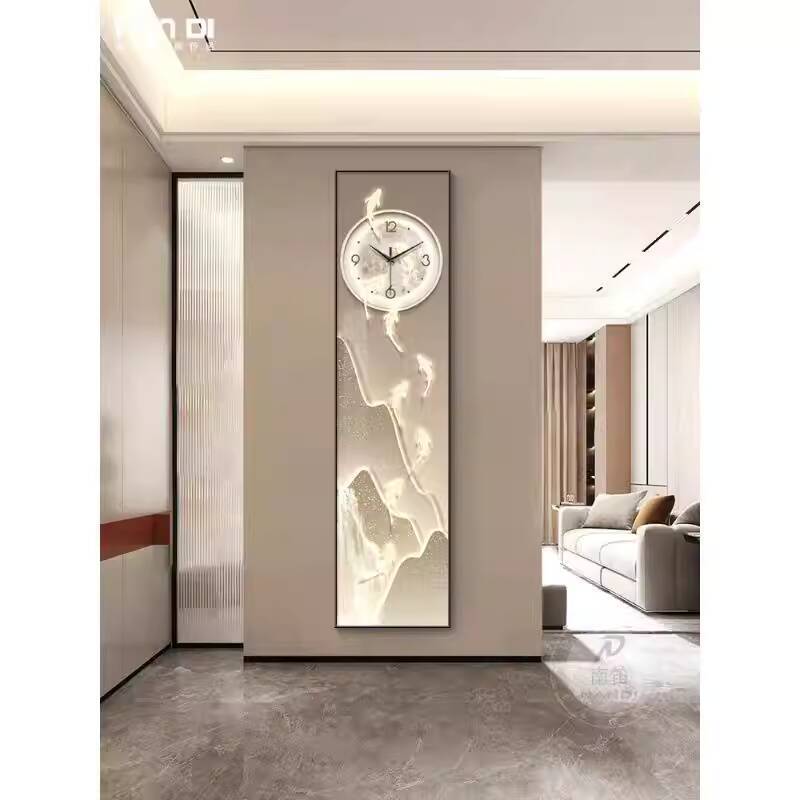 Modern Light Luxury Nine Fish Picture Clock Wall Art Narrow Long Strip ...