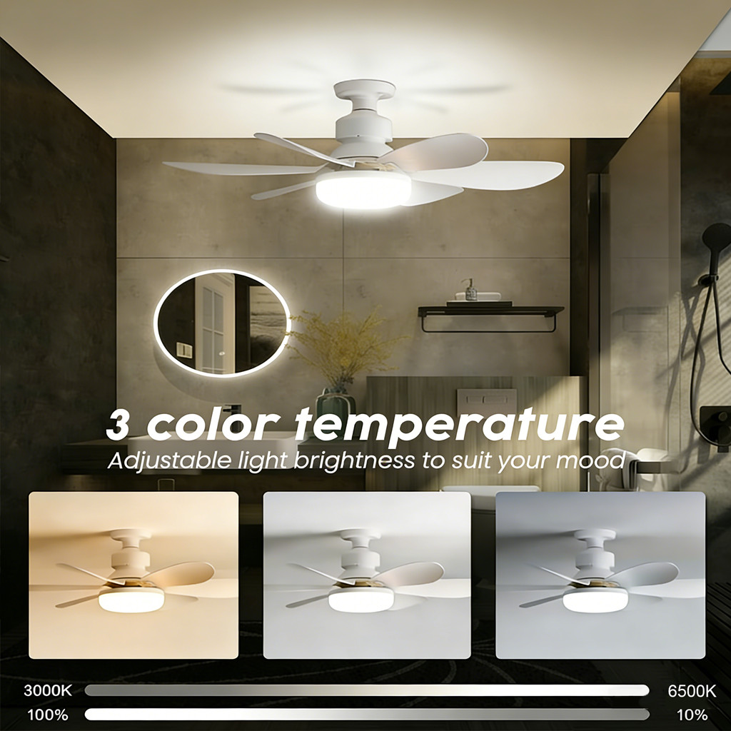 Fandis Quiet Ceiling Fan With LED Light With Remote Control 5 Blades ...