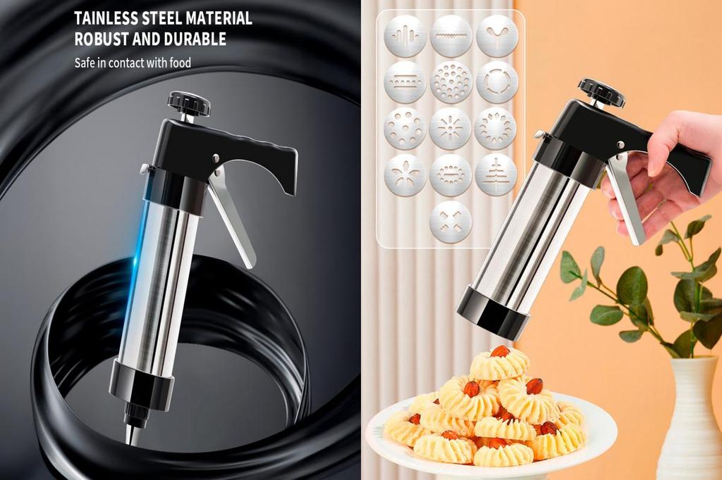 Ergonomic Cookie Press Stainless Steel Cookie Press Cookie Press Maker ...