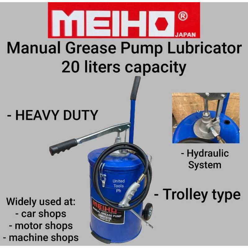 MEIHO Japan Manual Hydraulic Grease Pump Lubricator 20 Liters Capacity ...