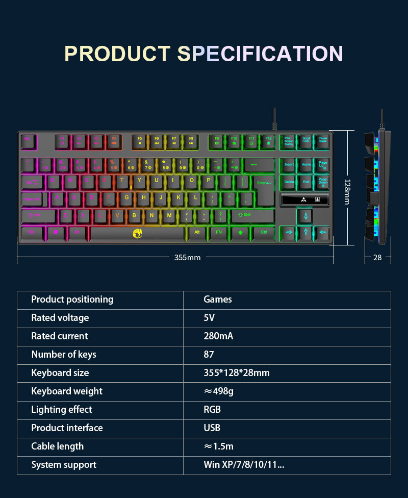 Zeus x Raiku 87 Keys RGB Wired Gaming Keyboard - Membrane Multi ...