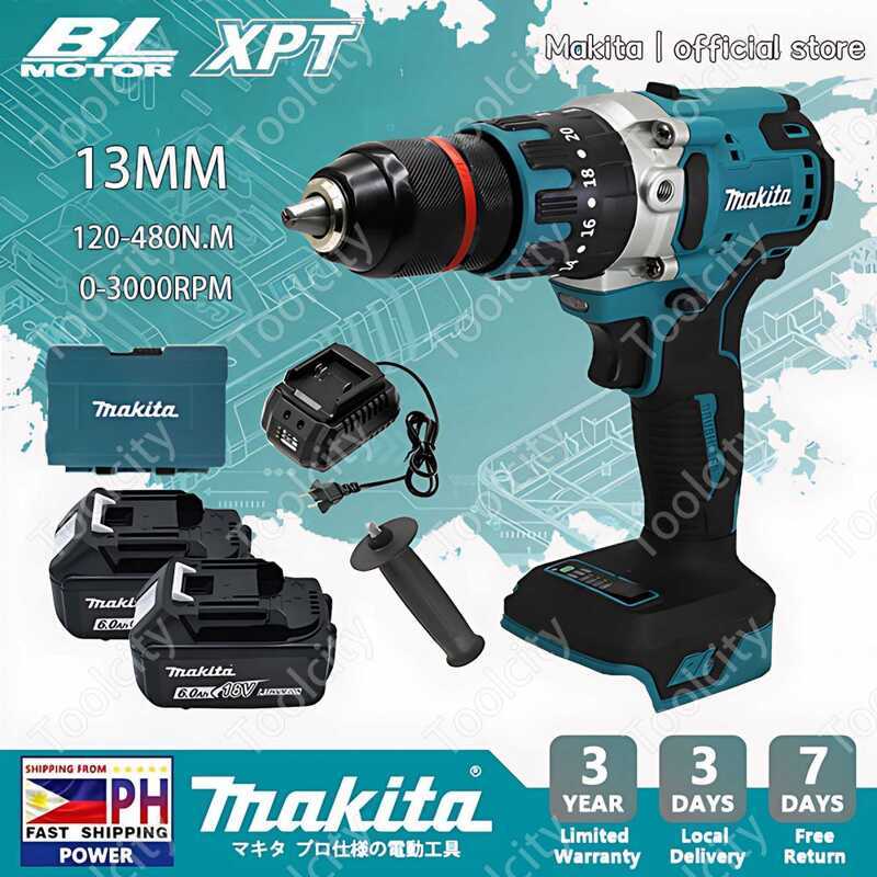 Be Makita Cordless Brushless Electric Drill 13Mm With 2 Battery ...