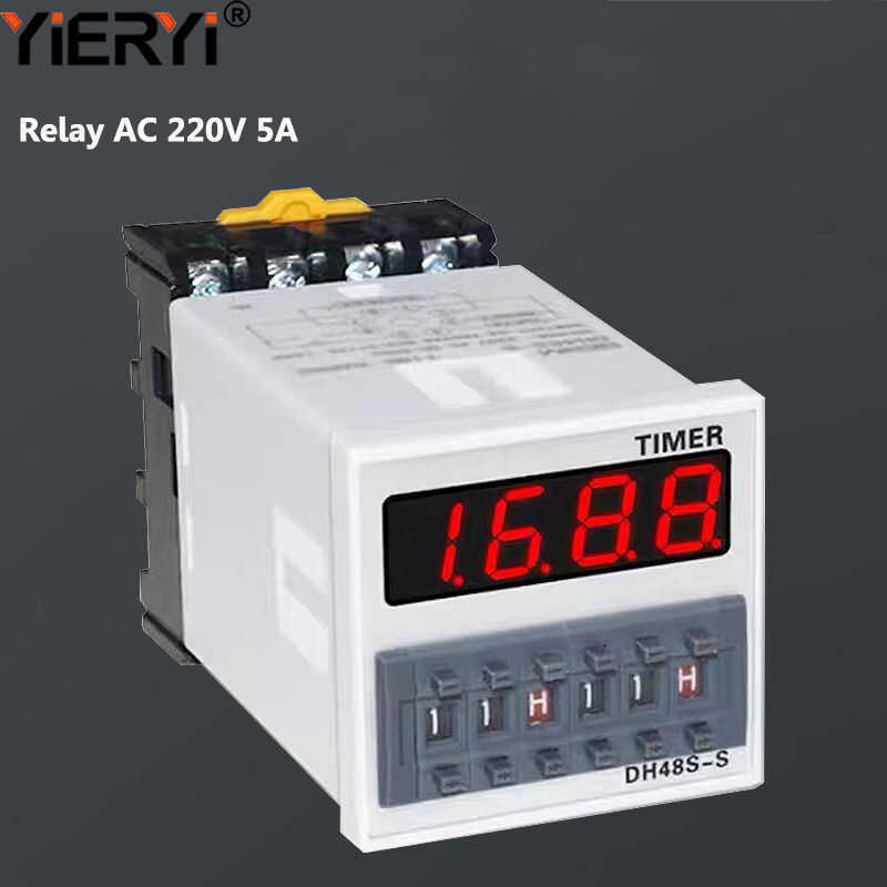 Yieryi Dh48s-S AC 220V 5A Programmable Double Time Timer Delay Relay ...