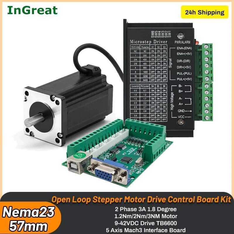 2 Mm 57 Open Loop Stepper With USB Control Board Nema23 Motor Drive Kit ...