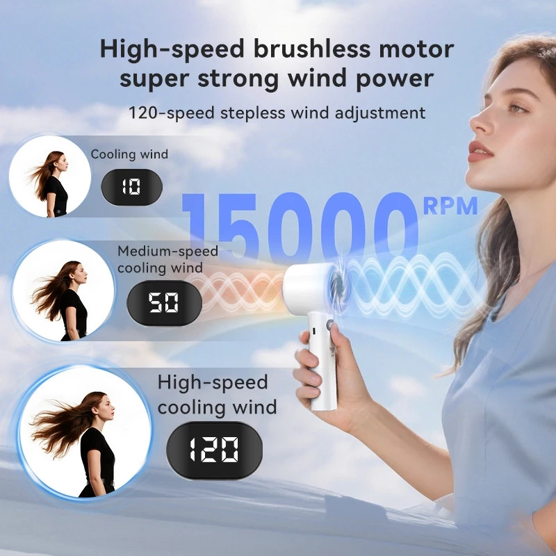 【⚡Flash Sale】Handheld Turbo Fan Portable 4000mAh Rechargeable Strong ...