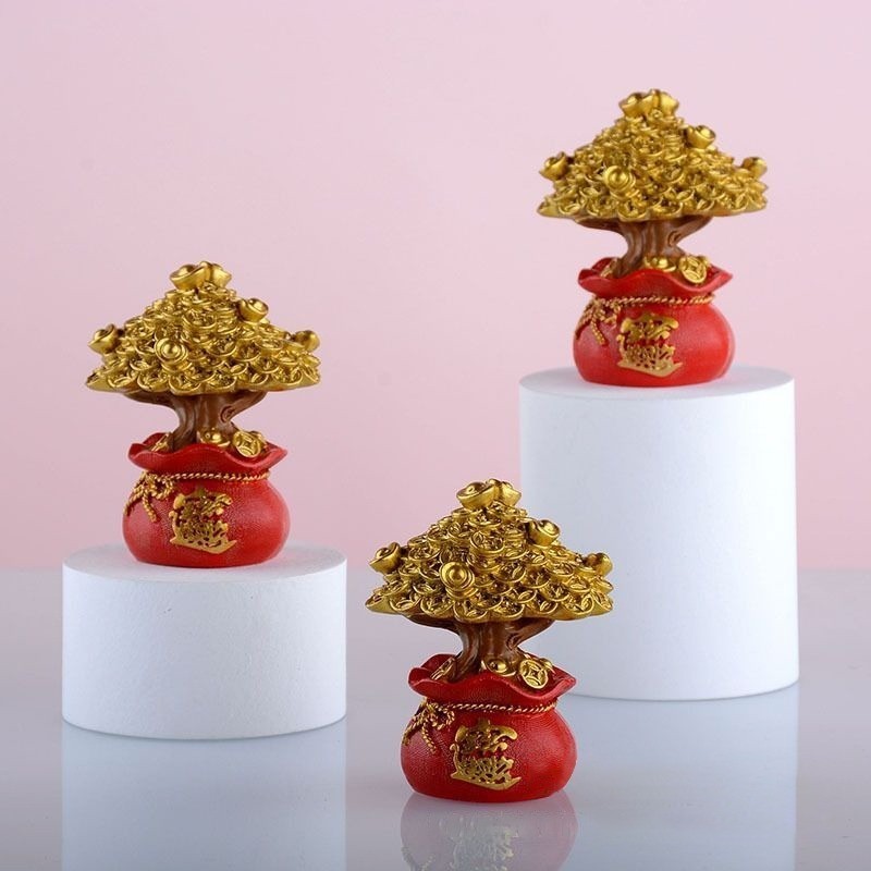 【24H COD】1/2/3Pcs Lucky Charm Money Tree Red Money Pao Decor Household ...