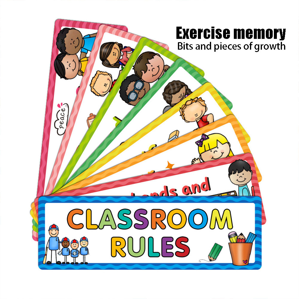 16 PCS Kids Social Skills Behavior Chart English Classroom Rules Poster ...