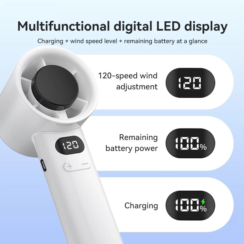 Rechargeable High Speed Handheld Mini Fan Portable 120 Gear Strong Wind ...