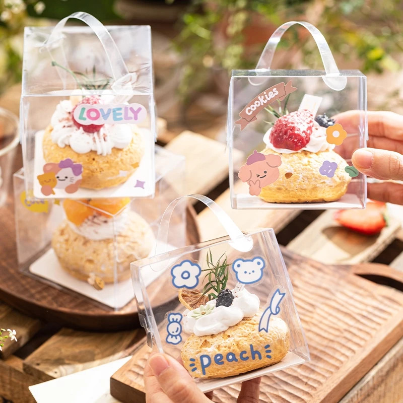 【5/10pcs】3/4/5/6Inch Clear Acetate Cake Box With Handle / Mini Cake Box ...