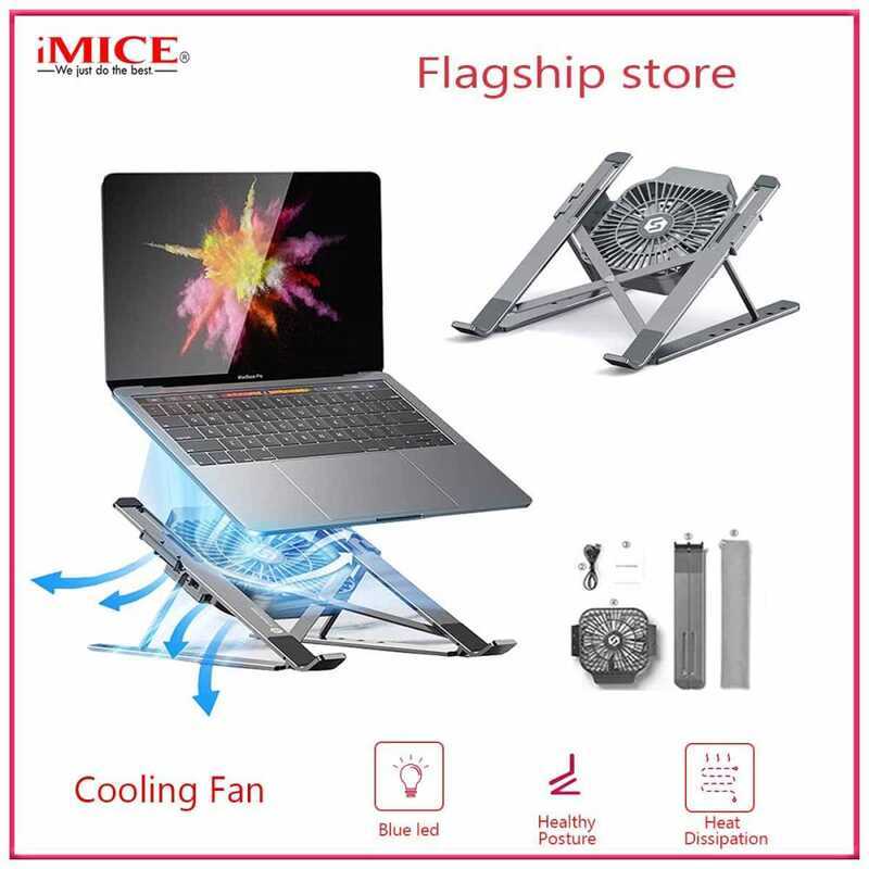 Imice Laptop Stand Aluminum With Cooling Fan Cooler Holder Pad B ...