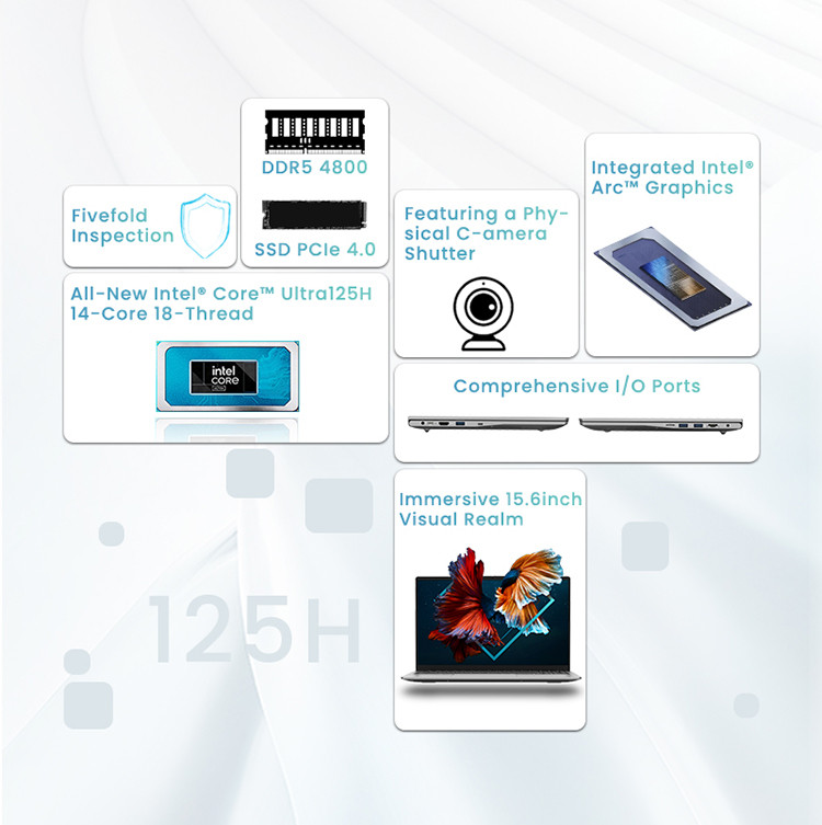 Intel Notebook PC Gamer 15.6" Ultra Slim Laptop Intel Core Ultra 5 125H ...