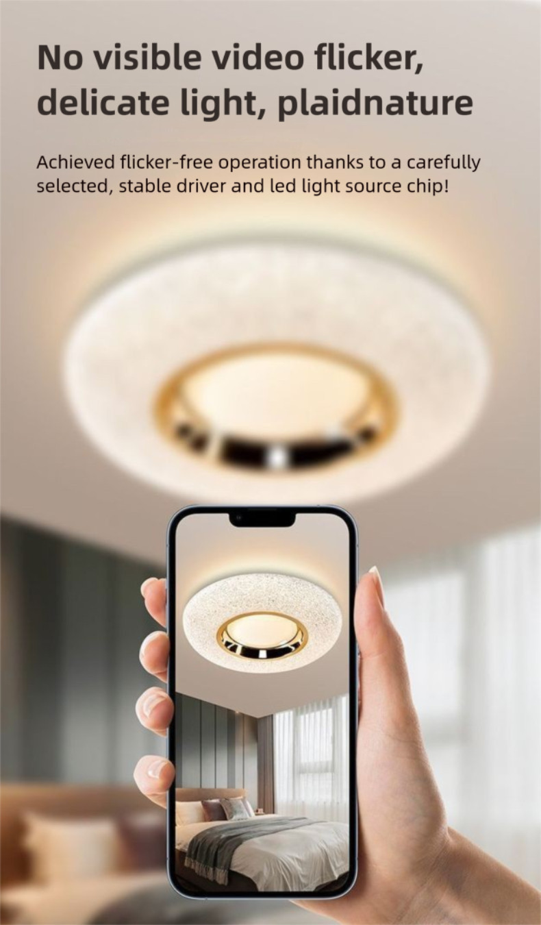 Aesthetic Cream LED Ceiling Light, Tri-Color Temperature Lamp For ...