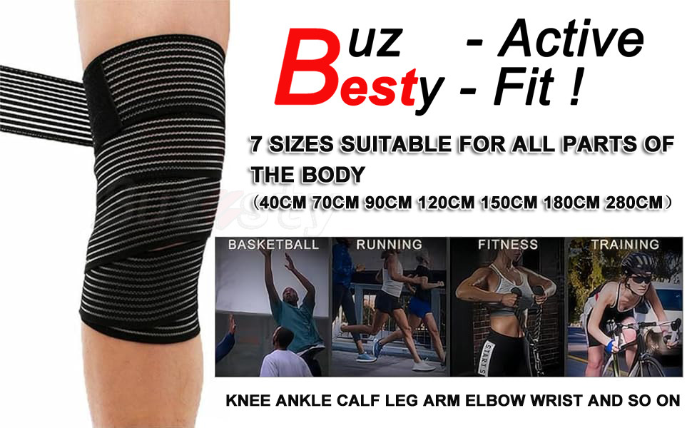 Buzesty Compression Bandage Wraps for Knee Ankle Wrist Elbow Leg ...