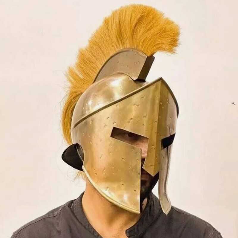 Handmade Spartan Helmet with Plume Ancient Greek Warrior Armor Helmet ...