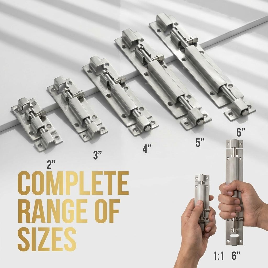 BESTGUARD 201 SS Sliding Door Bolt Latch 2-6in Heavy Duty Rustproof ...