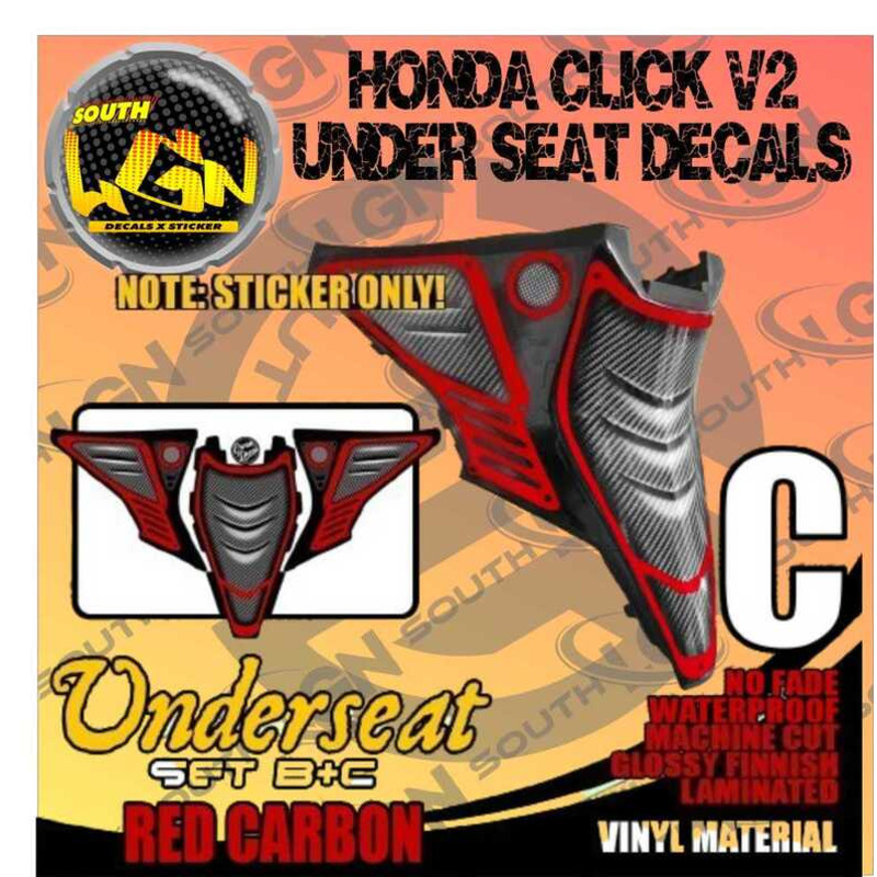HONDA CLICK VERSION 2 UNDER SEAT DECALS STICKER CARBON DESIGN | Shopee ...