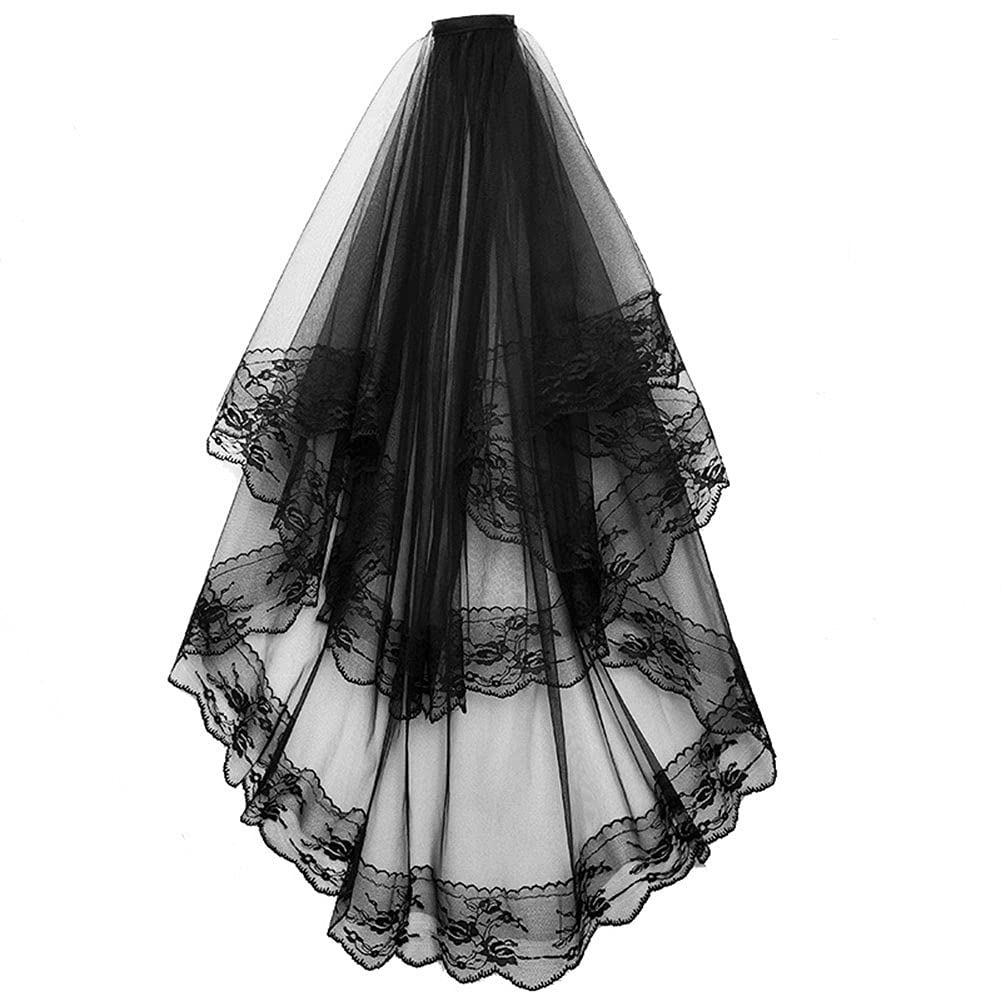 Black Wedding Veil Bride Costume Veil Funeral Veil Black Veil and ...