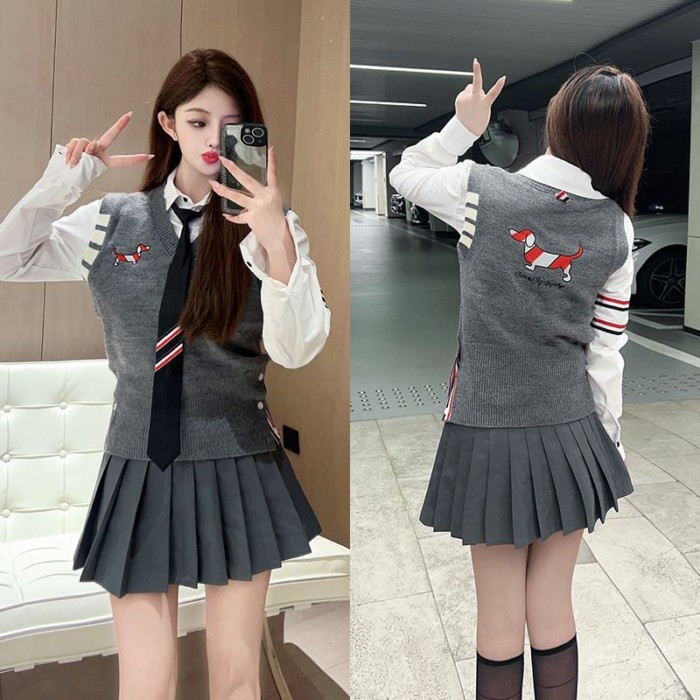 THOM BROWNE2024 Autumn New Four-bar College Style Design Puppy ...