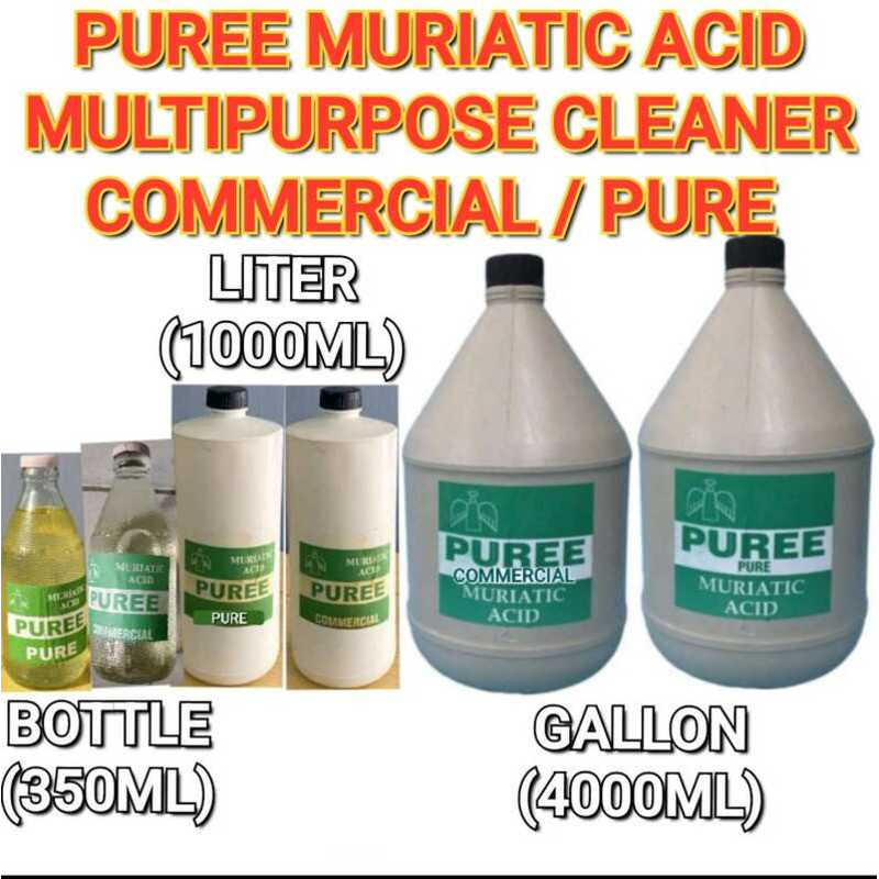 PUREE MURIATIC ACID COMMERCIAL / PURE 350Ml, 1Liter, 1 GALLON PANLINIS ...
